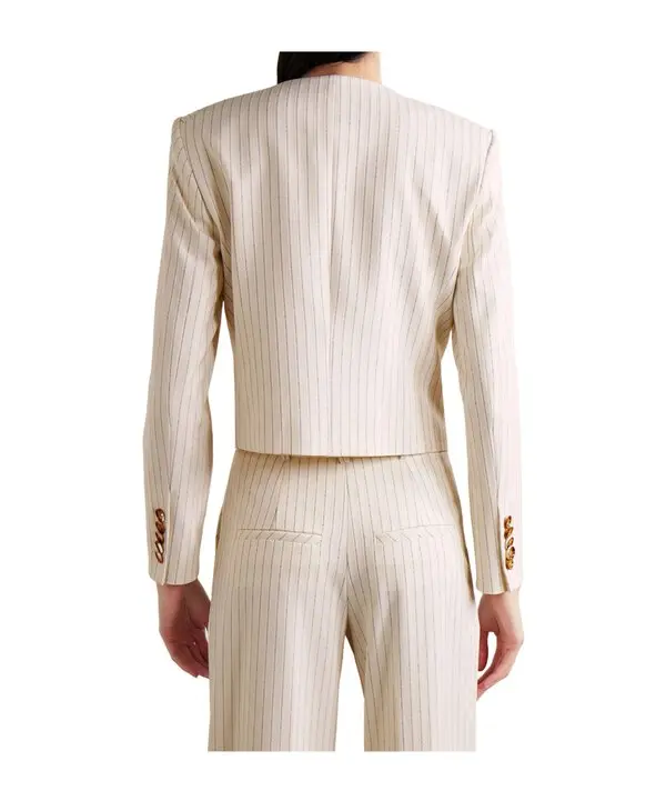 Veronica Beard Winslow Double-breasted Pinstriped Jacquard Jacket