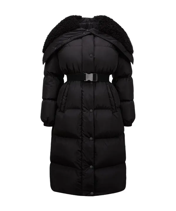 Moncler Bruneaux Long Down Jacket With Embroidered Logo