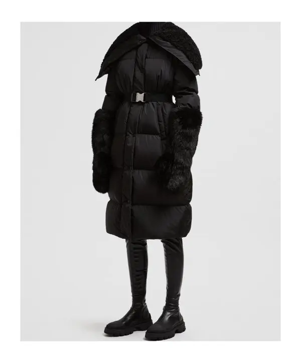 Moncler Bruneaux Long Down Jacket With Embroidered Logo