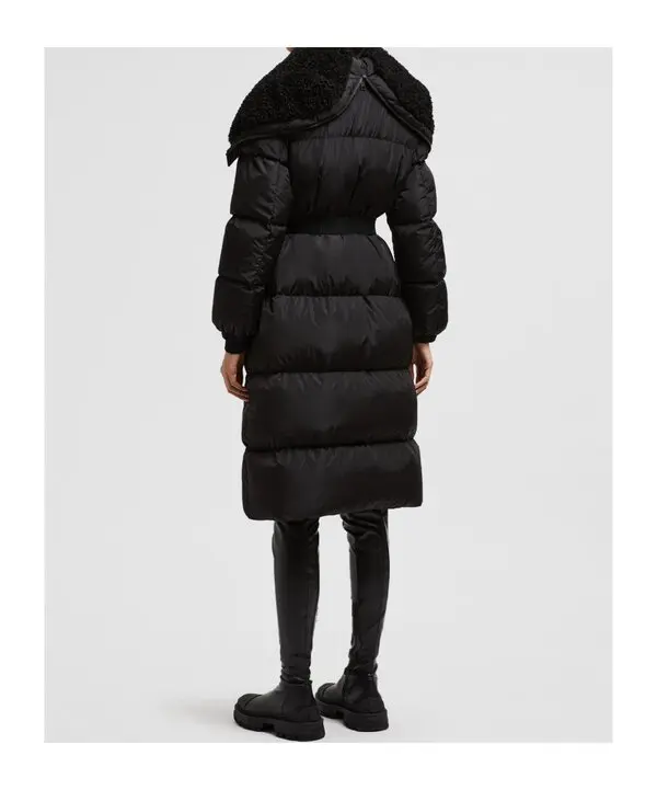 Moncler Bruneaux Long Down Jacket With Embroidered Logo