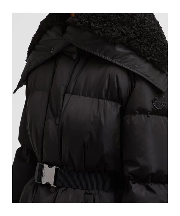 Moncler Bruneaux Long Down Jacket With Embroidered Logo