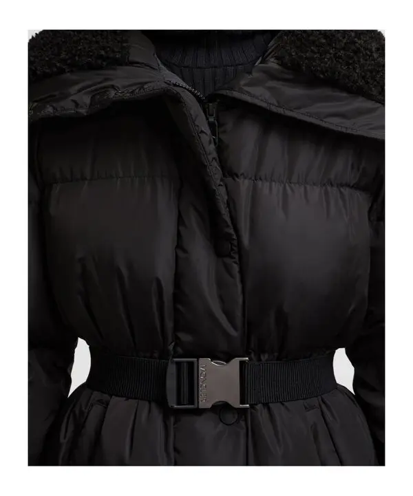 Moncler Bruneaux Long Down Jacket With Embroidered Logo