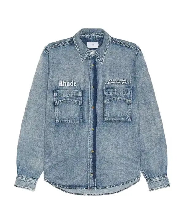 Rhude X Automobili Lamborghini Long-sleeved Denim Shirt