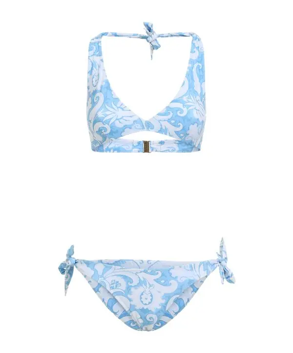 Etro Paisley Print Triangle Bikini - Blue