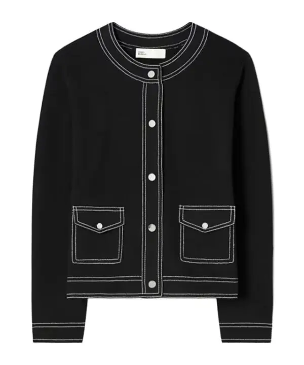 Tory Burch Topstitch Cardigan - Black