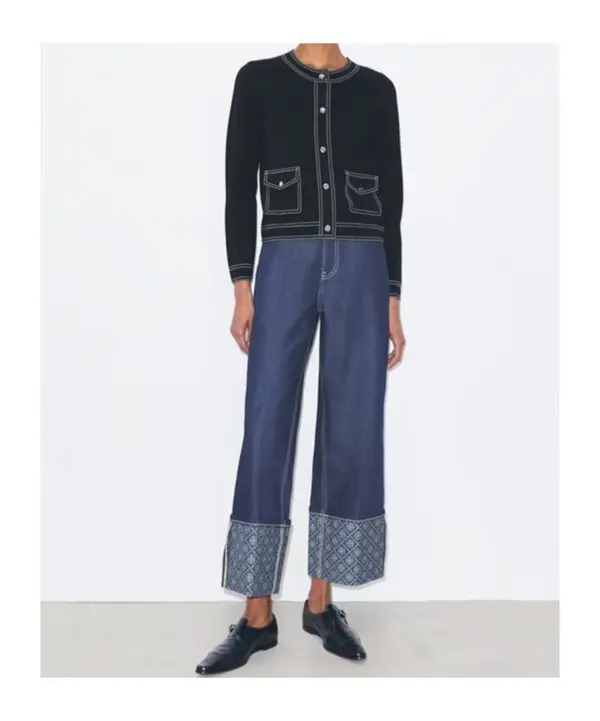 Tory Burch Topstitch Cardigan - Black