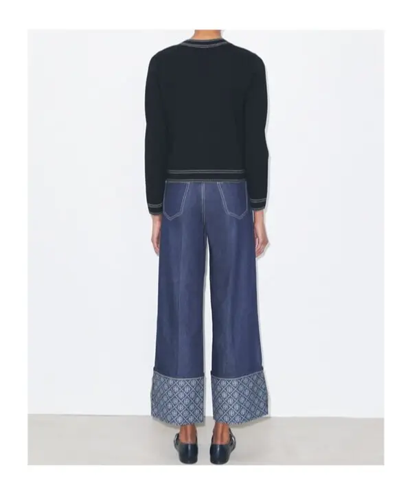 Tory Burch Topstitch Cardigan - Black