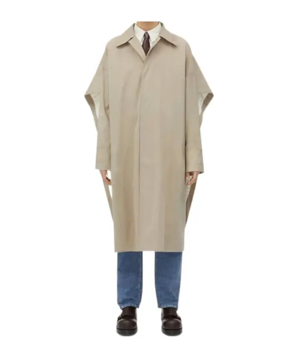 Bottega Veneta Cotton Silk Cape Trench With Checked Lining