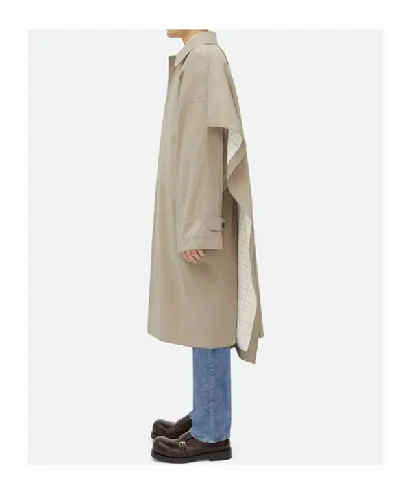 Bottega Veneta Cotton Silk Cape Trench With Checked Lining