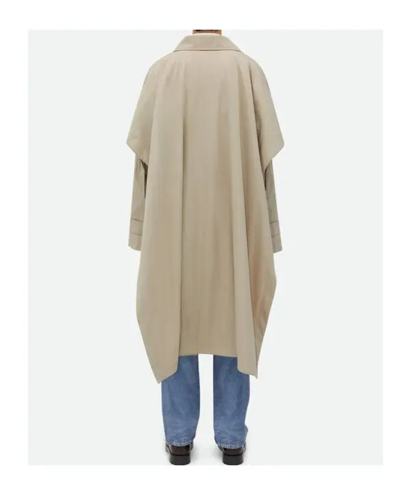 Bottega Veneta Cotton Silk Cape Trench With Checked Lining