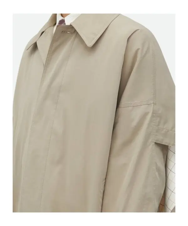 Bottega Veneta Cotton Silk Cape Trench With Checked Lining