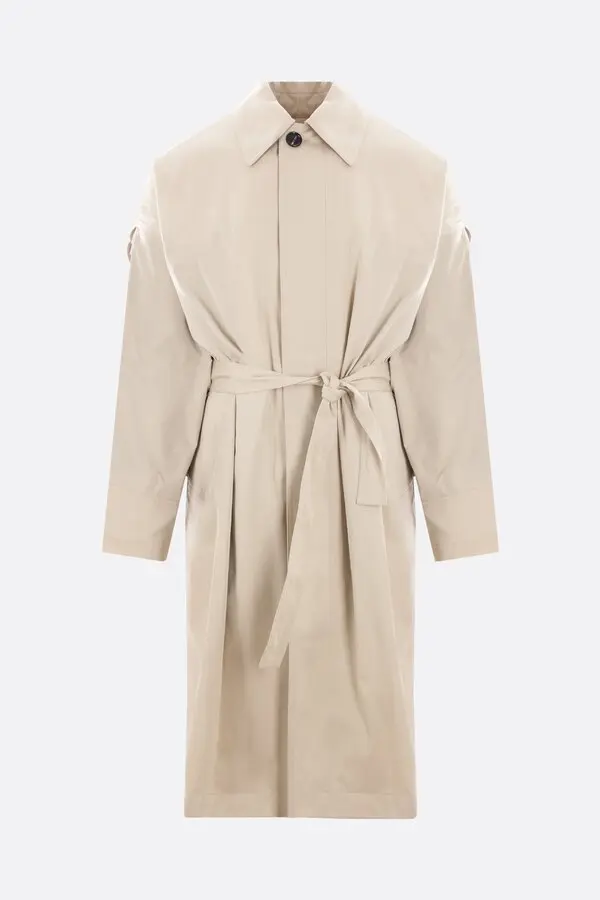 Bottega Veneta Cotton Silk Cape Trench With Checked Lining - No