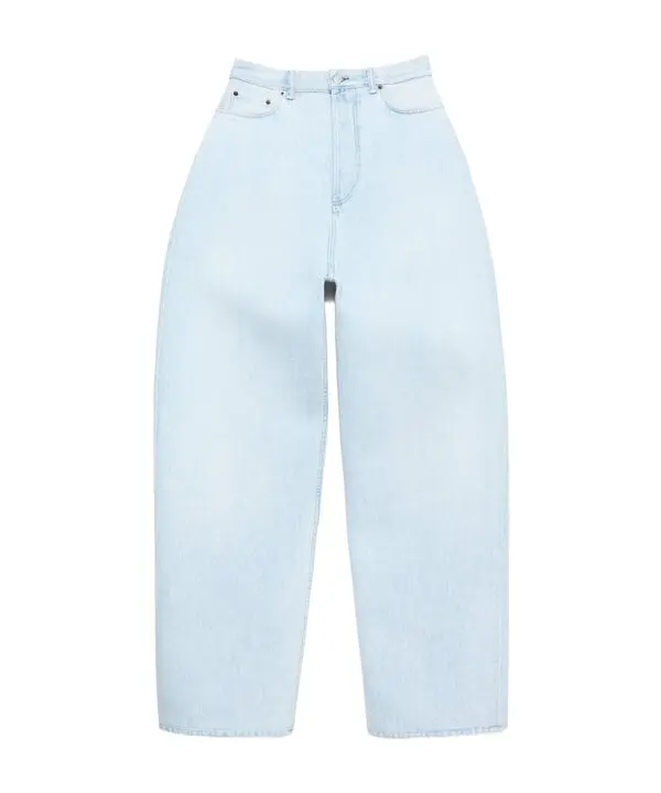 Acne Studios Light Wash Denim Trousers With Embroidered Bows