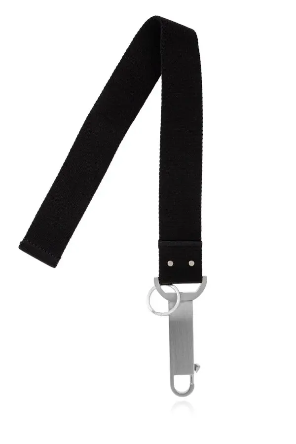 Rick Owens Logo Tape Claw Fastened Keychain - Black