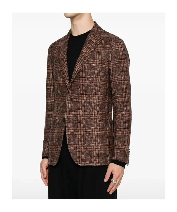Tagliatore Plaid Single-breasted Blazer - Brown