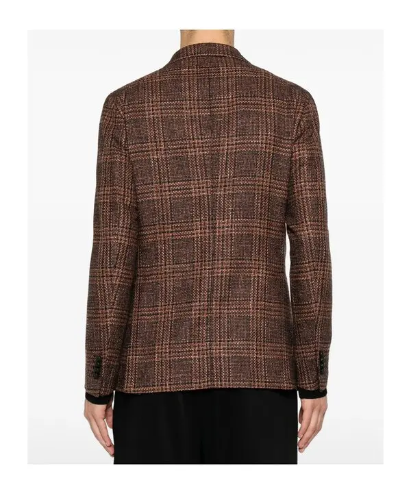 Tagliatore Plaid Single-breasted Blazer - Brown