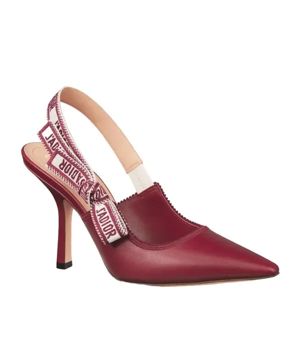 Dior J'adior Embroidered Slingback Pumps - Ruby Red