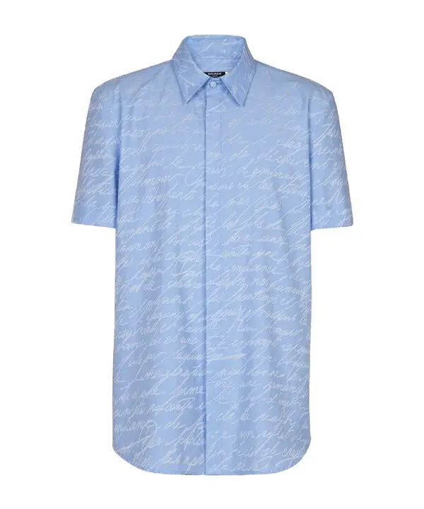 Balmain Love Letter Printed Short-sleeved Jacquard Shirt