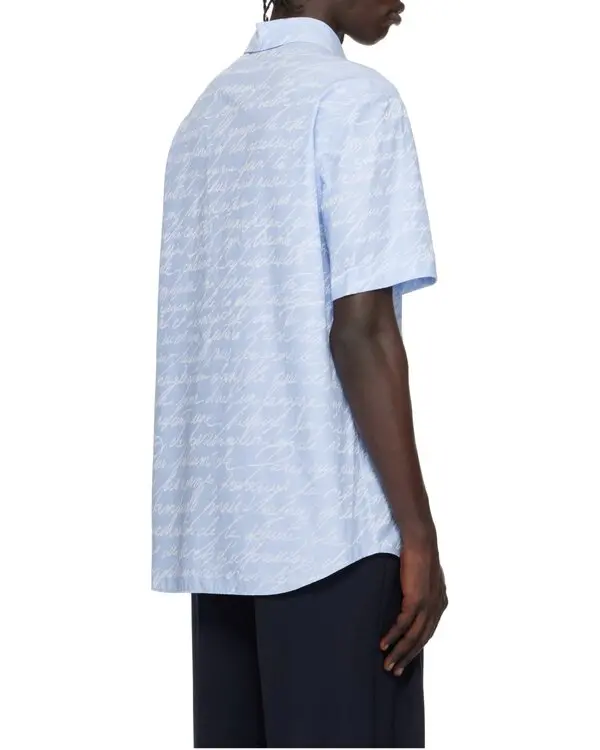 Balmain Love Letter Printed Short-sleeved Jacquard Shirt