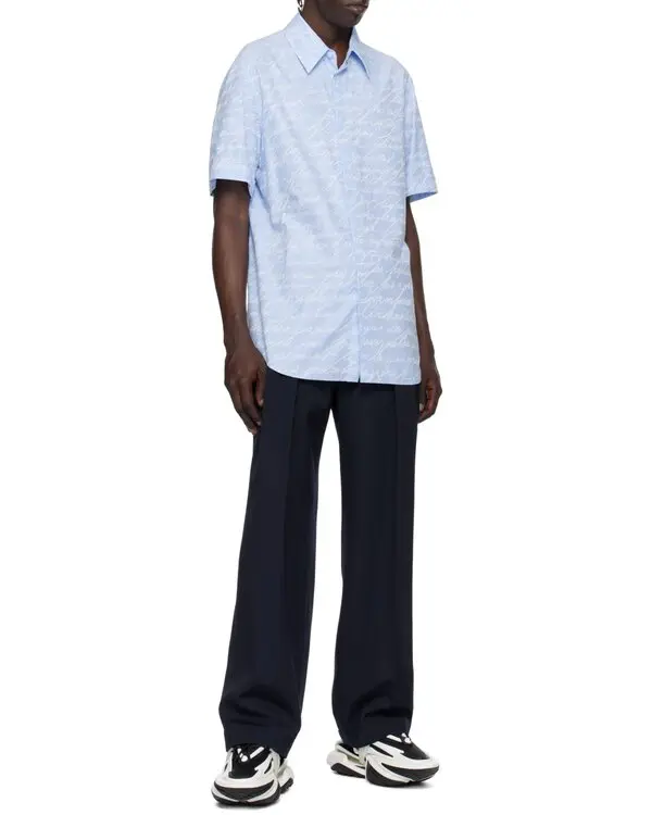 Balmain Love Letter Printed Short-sleeved Jacquard Shirt