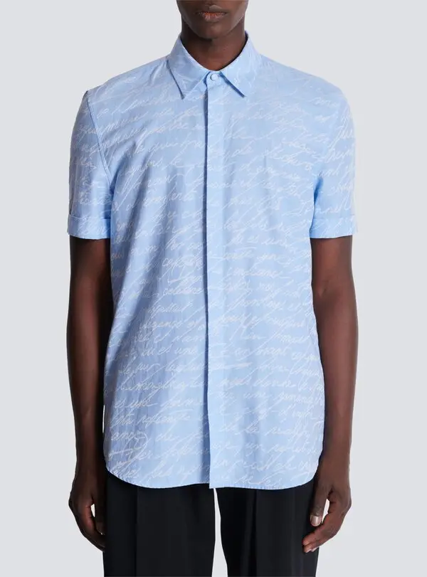Balmain Love Letter Printed Short-sleeved Jacquard Shirt