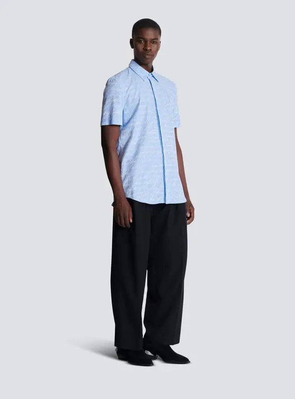 Balmain Love Letter Printed Short-sleeved Jacquard Shirt