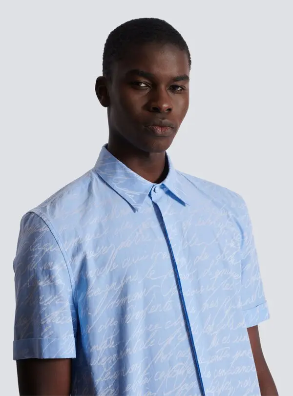 Balmain Love Letter Printed Short-sleeved Jacquard Shirt