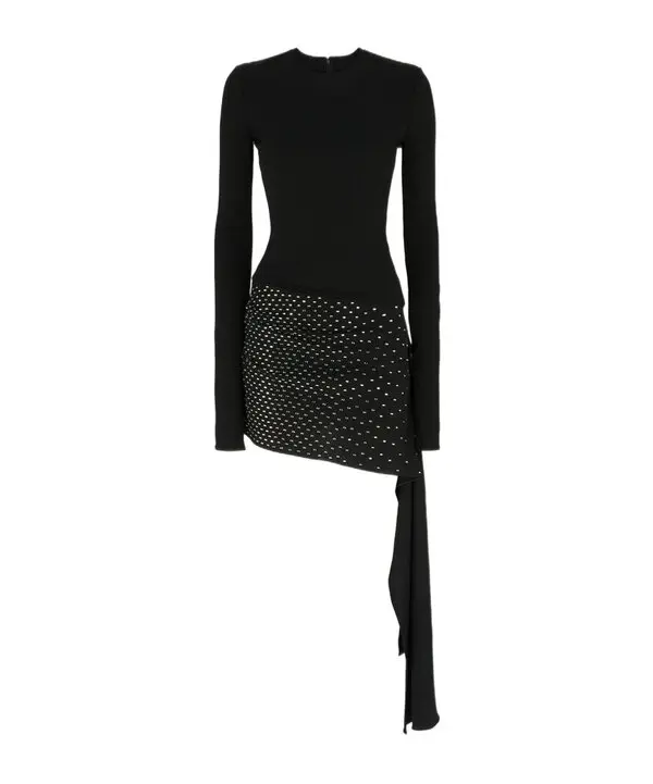 Attico Long Sleeve Mini Dress With Asymmetrical Hem