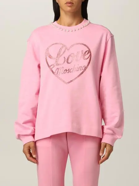 Moschino Graphic-print Cotton Sweatshirt With Pearl Embellishments