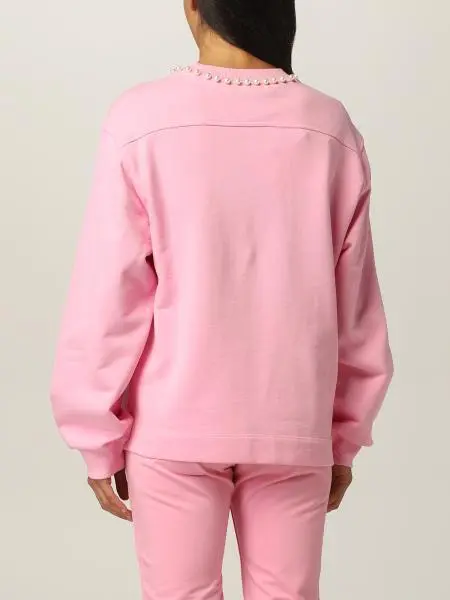 Moschino Graphic-print Cotton Sweatshirt With Pearl Embellishments