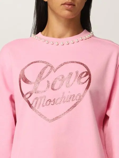 Moschino Graphic-print Cotton Sweatshirt With Pearl Embellishments