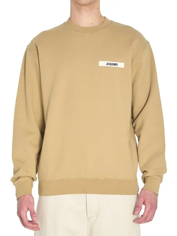 Jacquemus Logo Patch Crewneck Sweatshirt - Dark Beige