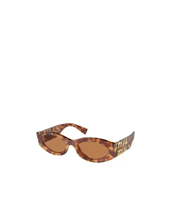 Miu Miu Cat Eye Sunglasses With Logo Detail - Brown