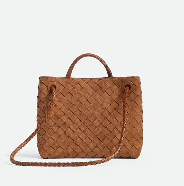 Bottega Veneta Andiamo Woven Shoulder Bag - Brown