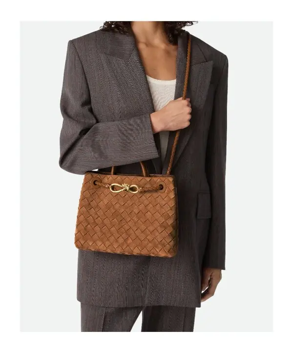 Bottega Veneta Andiamo Woven Shoulder Bag - Brown
