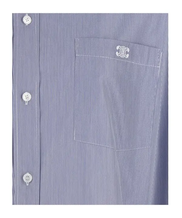 Celine Cropped Striped Cotton And Silk Shirt