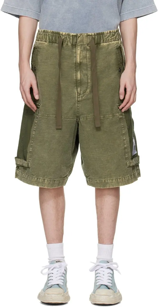 Mihara Yasuhiro Distressed Cargo Shorts - Green