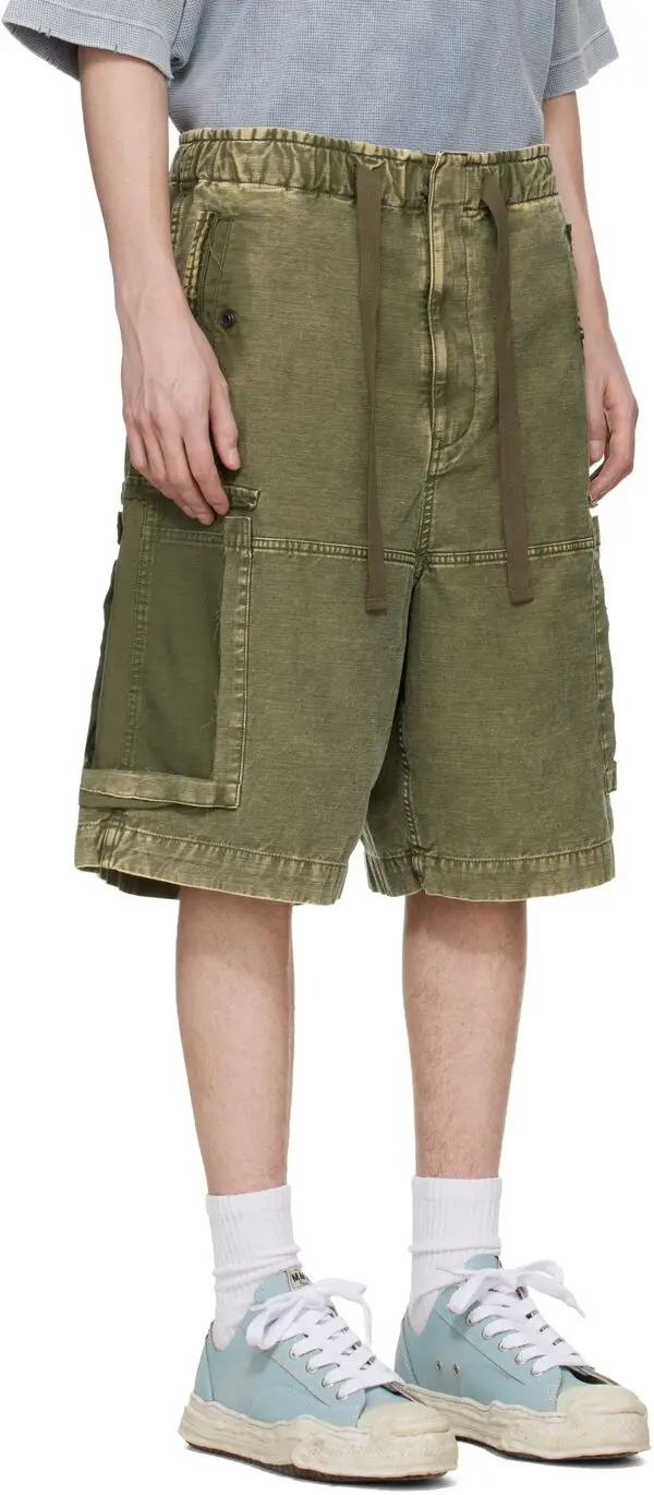 Mihara Yasuhiro Distressed Cargo Shorts - Green