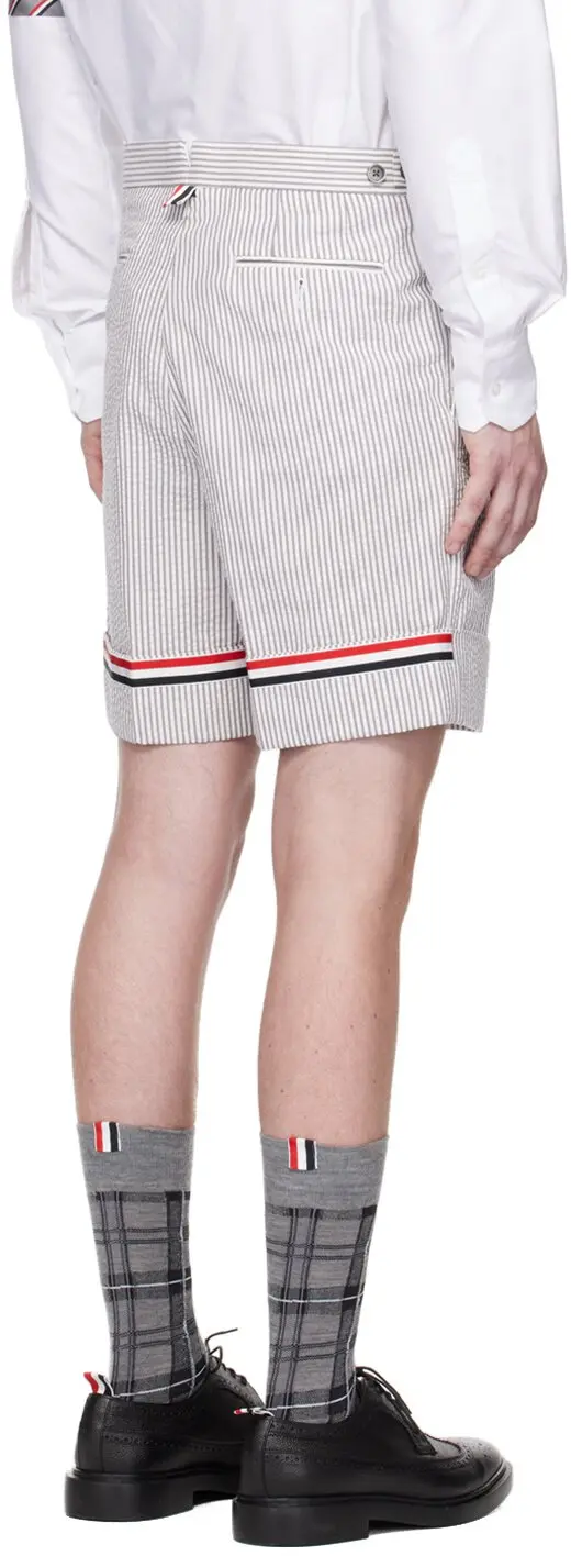 Thom Browne Striped Seersucker Cuff Shorts