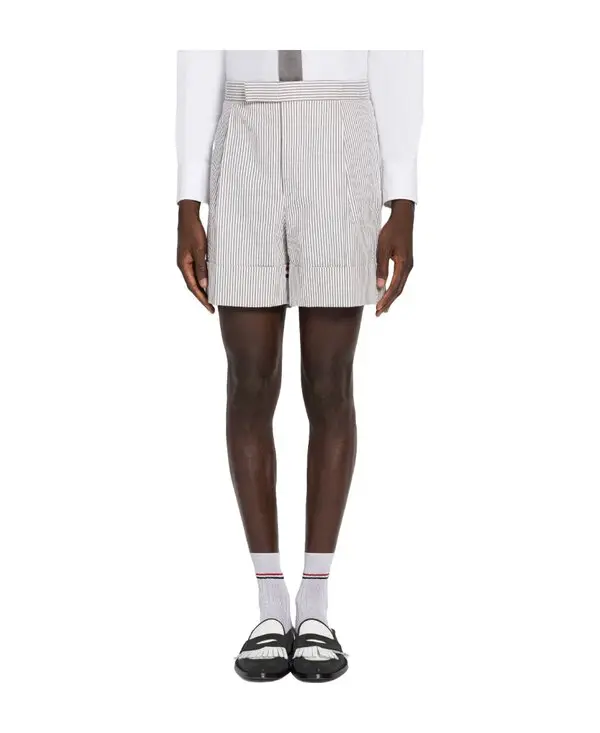 Thom Browne Striped Seersucker Cuff Shorts