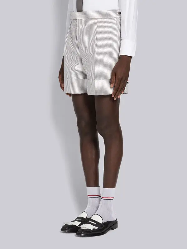 Thom Browne Striped Seersucker Cuff Shorts