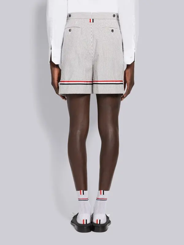 Thom Browne Striped Seersucker Cuff Shorts