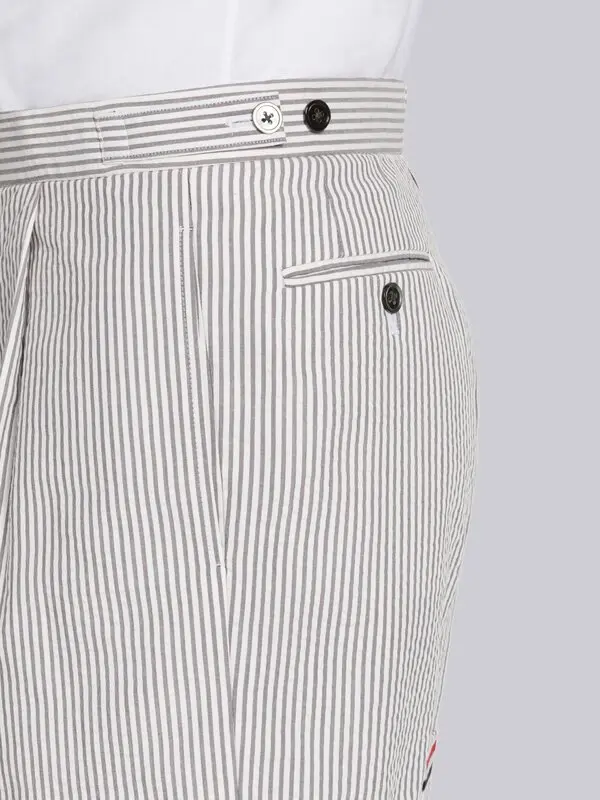 Thom Browne Striped Seersucker Cuff Shorts