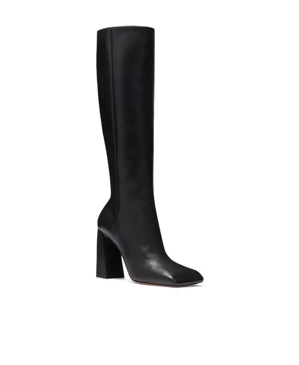 Amina Muaddi Knee-high Square-toe Boots With Thick Heel