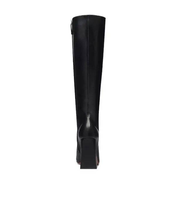 Amina Muaddi Knee-high Square-toe Boots With Thick Heel