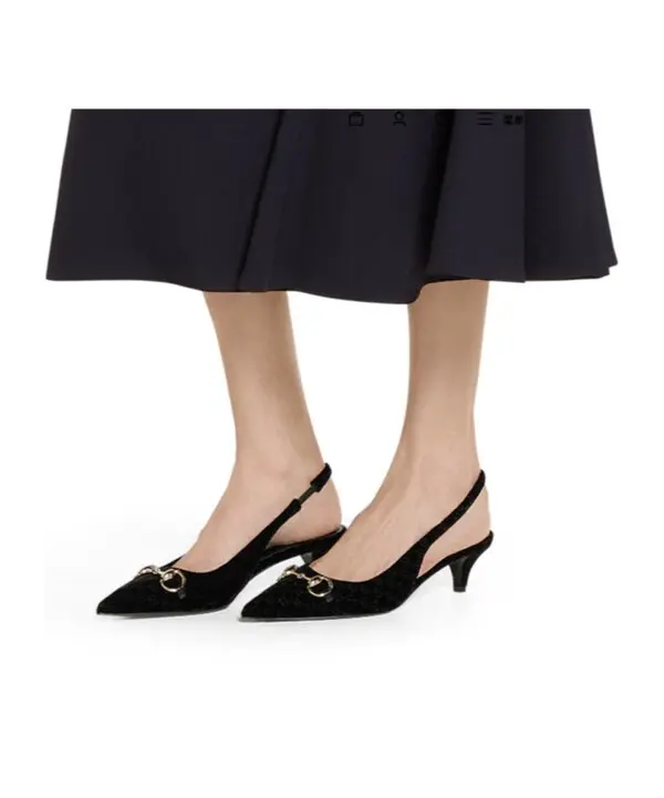Gucci Horsebit Slingback Pumps - Black