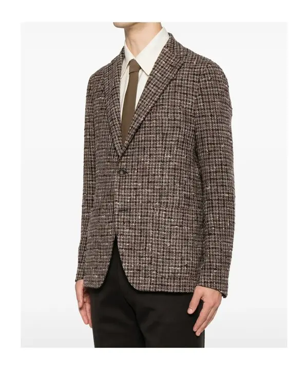 Tagliatore Single-breasted Checked Casual Jacket - Brown