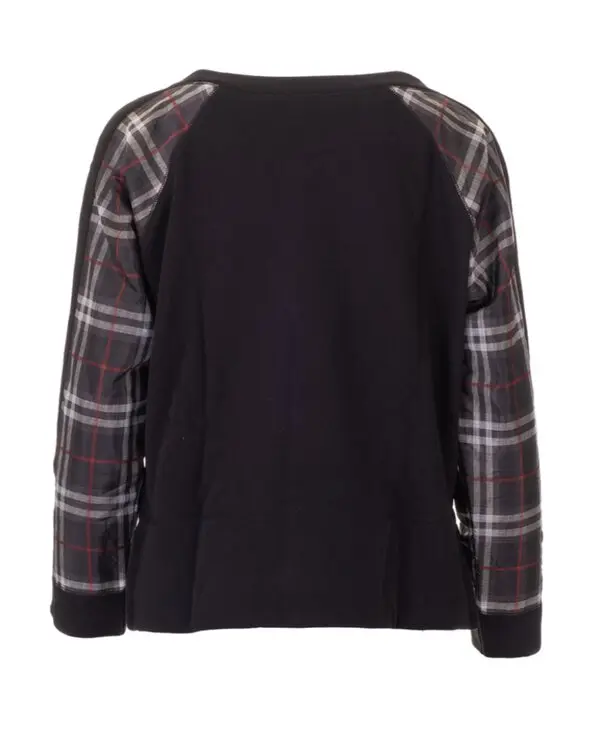 Burberry Logo Print Plaid Sleeve Sweater