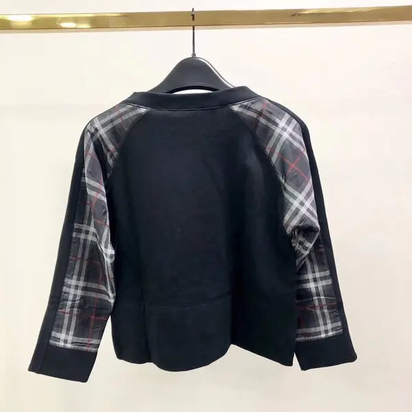 Burberry Logo Print Plaid Sleeve Sweater