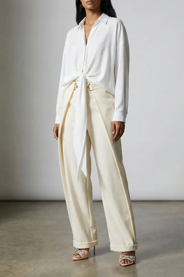 DARKPARK Tie-waist Wide-leg Pants - White